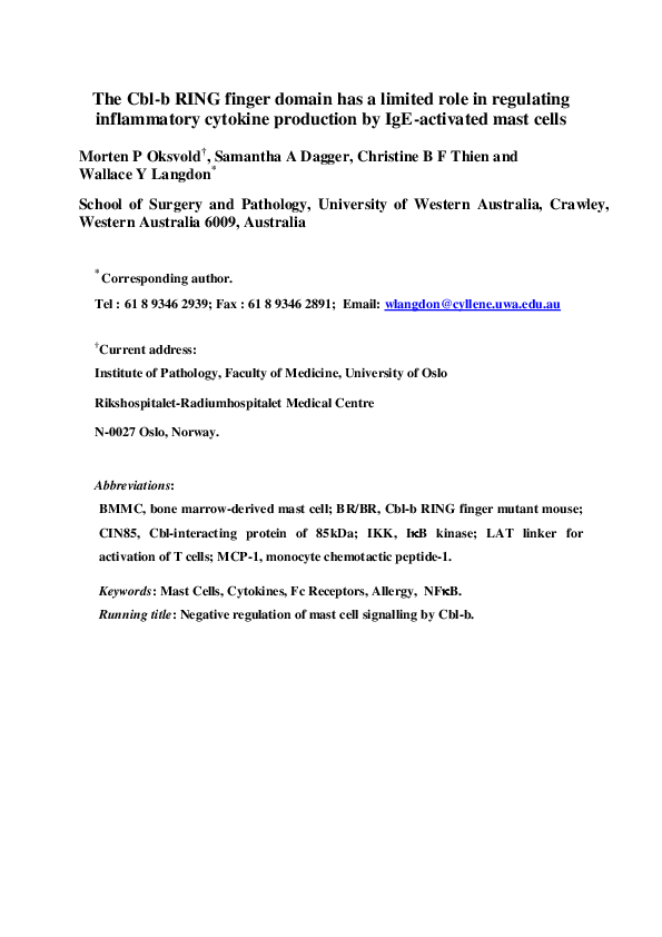 (PDF) The Cbl-b RING finger domain has a limited role in regulating ...