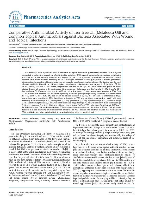 (PDF) Comparative Antimicrobial Activity of Tea Tree Oil (Melaleuca Oil ...