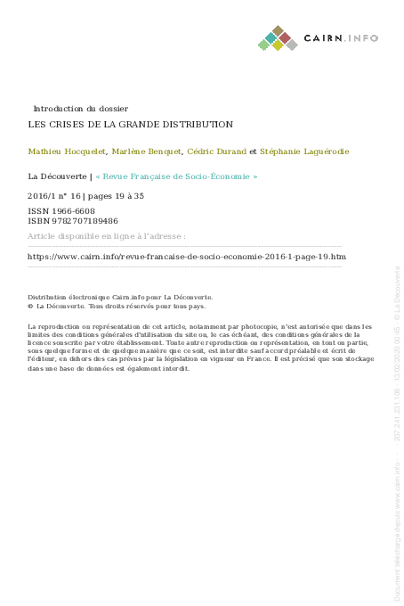 (PDF) Les crises de la grande distribution