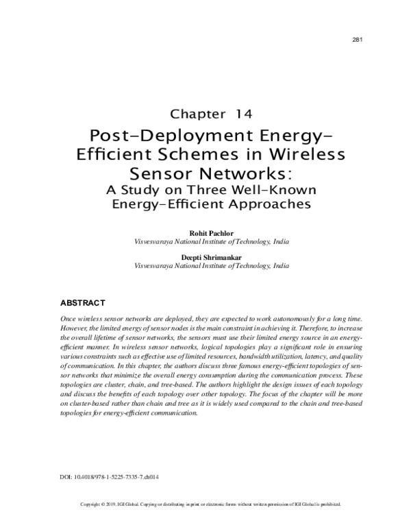 (PDF) Post-Deployment Energy-Efficient Schemes in Wireless Sensor Networks