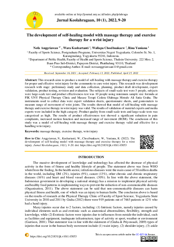 (PDF) The development of self-healing model with massage therapy and ...