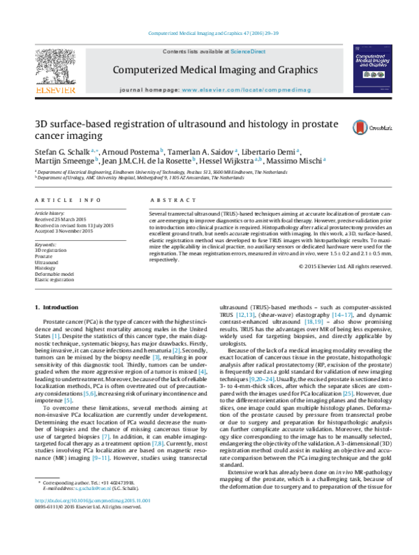 (PDF) 3D surface-based registration of ultrasound and histology in ...