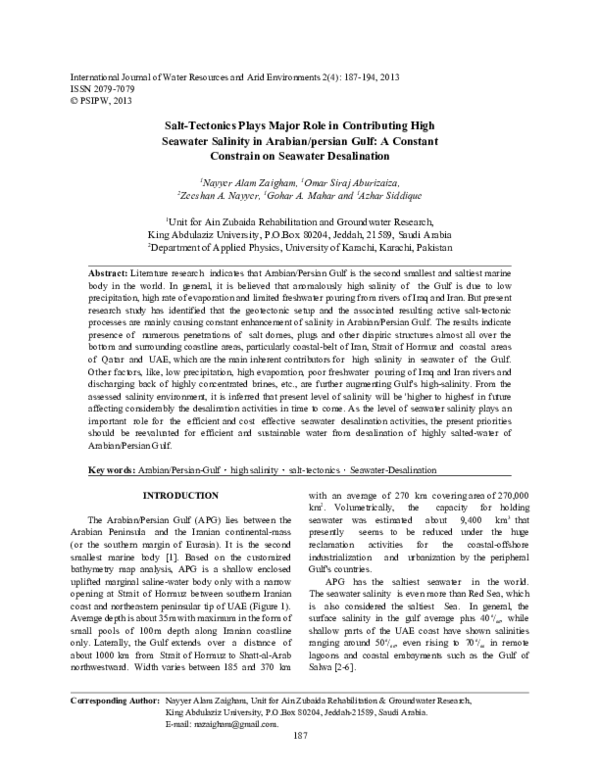 (PDF) Salt-Tectonics Plays Major Role in Contributing High Seawater ...