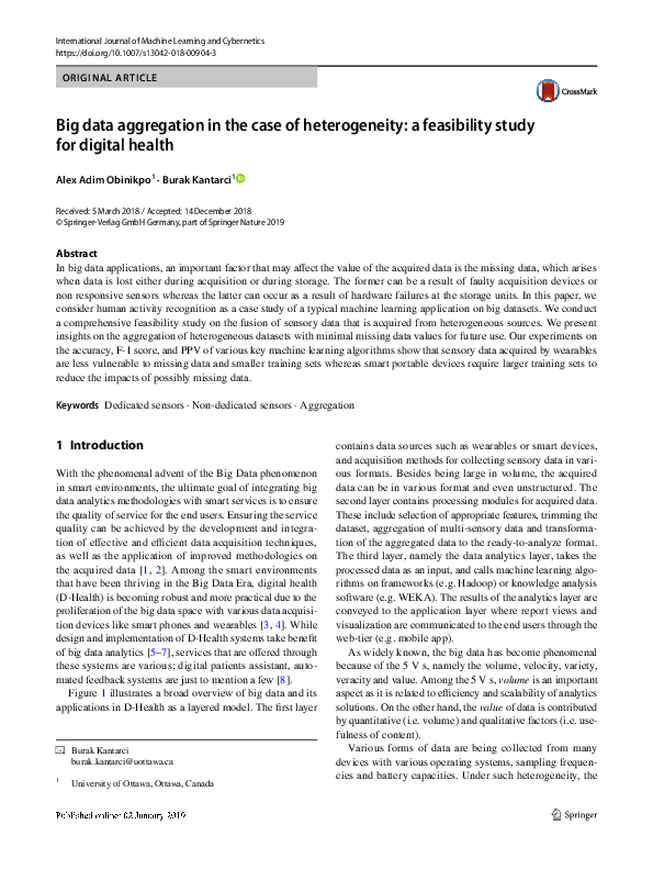 (PDF) Big data aggregation in the case of heterogeneity: a feasibility ...