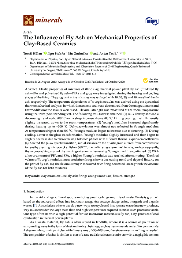 (PDF) The Influence of Fly Ash on Mechanical Properties of Clay-Based ...