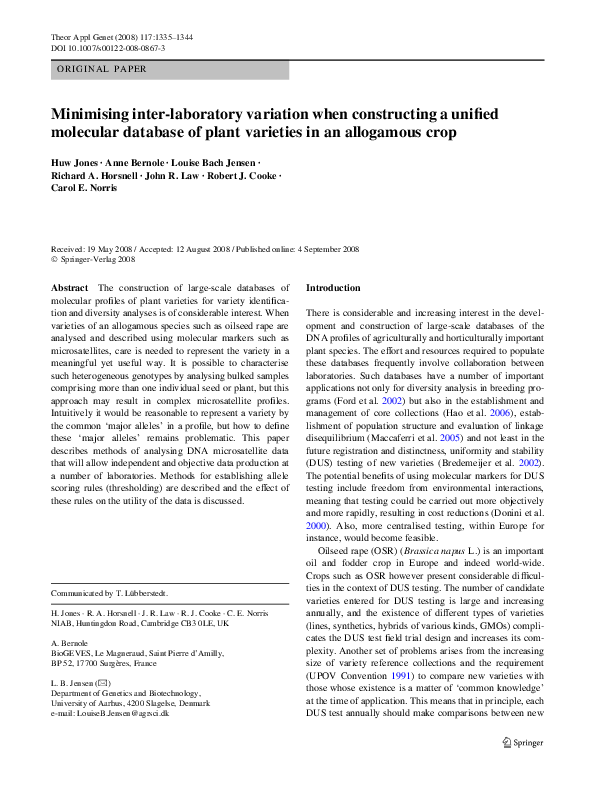 (PDF) Minimising inter-laboratory variation when constructing a unified molecular database of ...