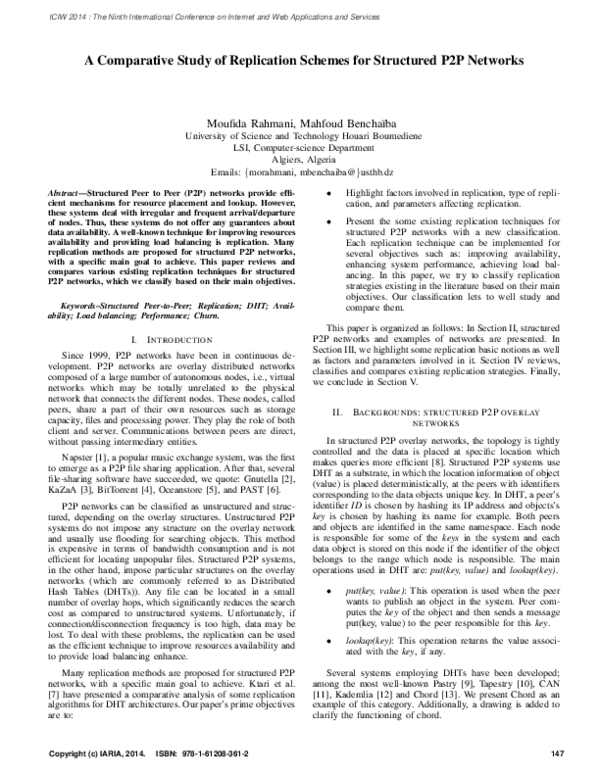 (PDF) A Comparative Study of Replication Schemes for Structured P2P Networks