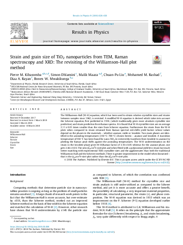 (PDF) Strain and grain size of TiO2 nanoparticles from TEM, Raman ...