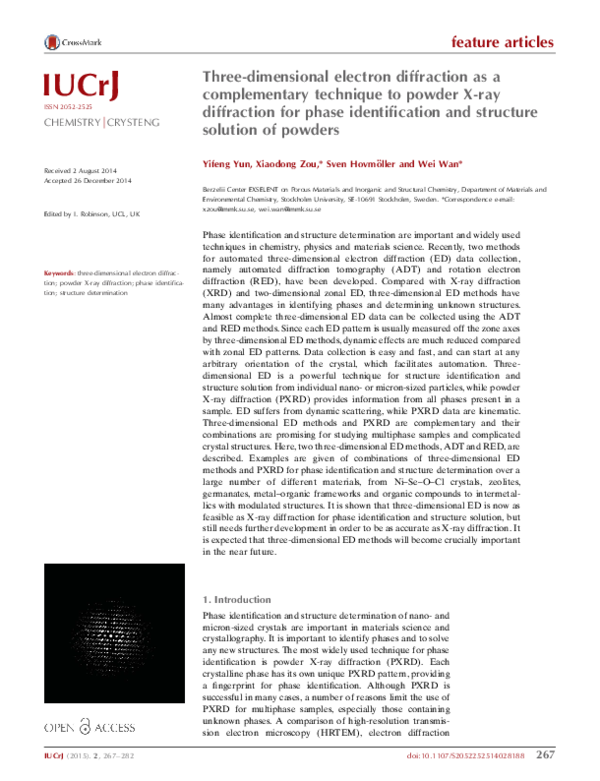 (PDF) Three-dimensional electron diffraction as a complementary technique to powder X-ray ...
