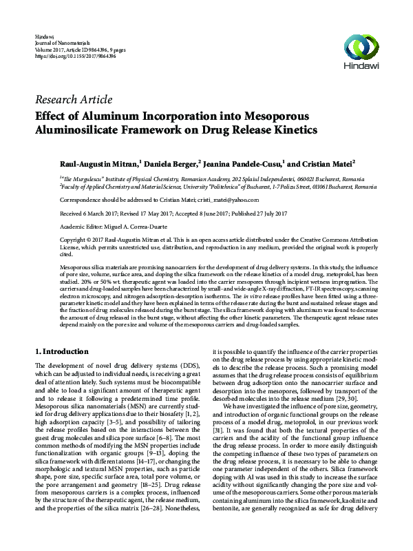 (PDF) Effect of Aluminum Incorporation into Mesoporous Aluminosilicate ...
