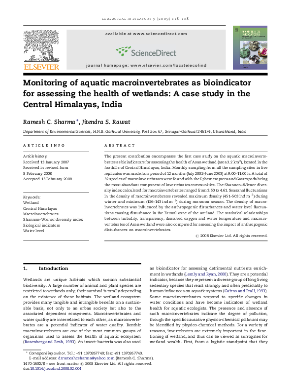 (PDF) Monitoring of aquatic macroinvertebrates as bioindicator for ...