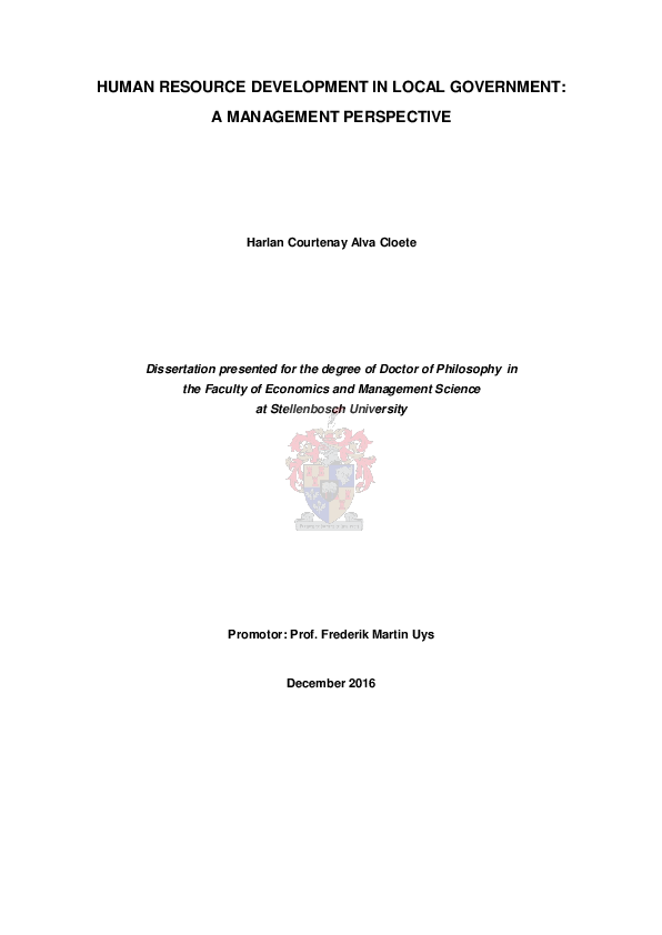 (PDF) Human resource development in local government: a management perspective