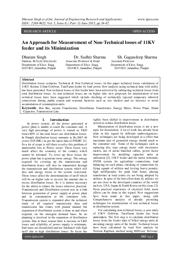 (PDF) An Approach for Measurement of Non-Technical losses of 11KV feeder and its Minimization