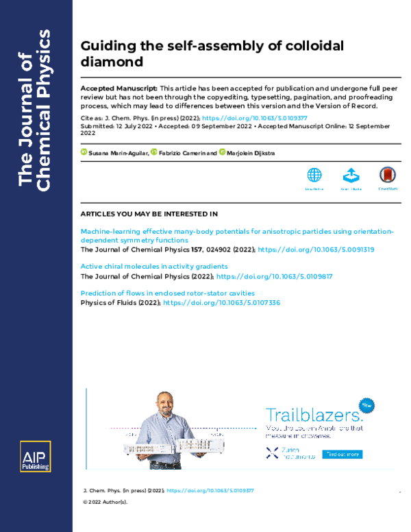 (PDF) Guiding the self-assembly of colloidal diamond
