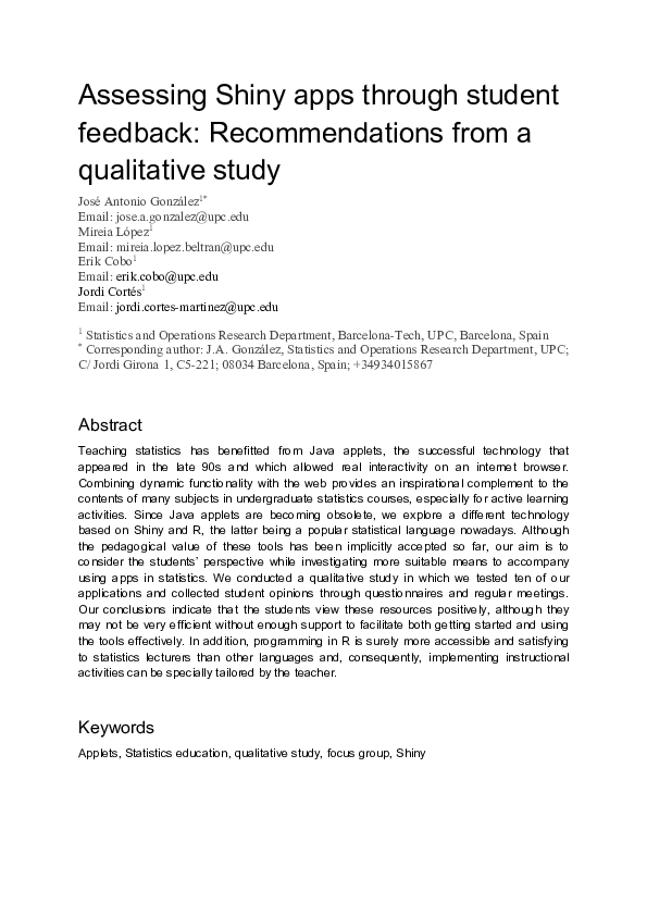 (PDF) Assessing Shiny apps through student feedback: Recommendations ...