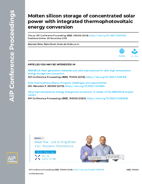 (PDF) Molten silicon storage of concentrated solar power with ...