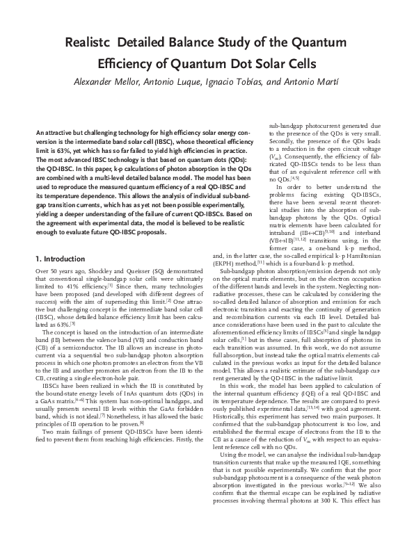 (PDF) Realistic Detailed Balance Study of the Quantum Efficiency of ...