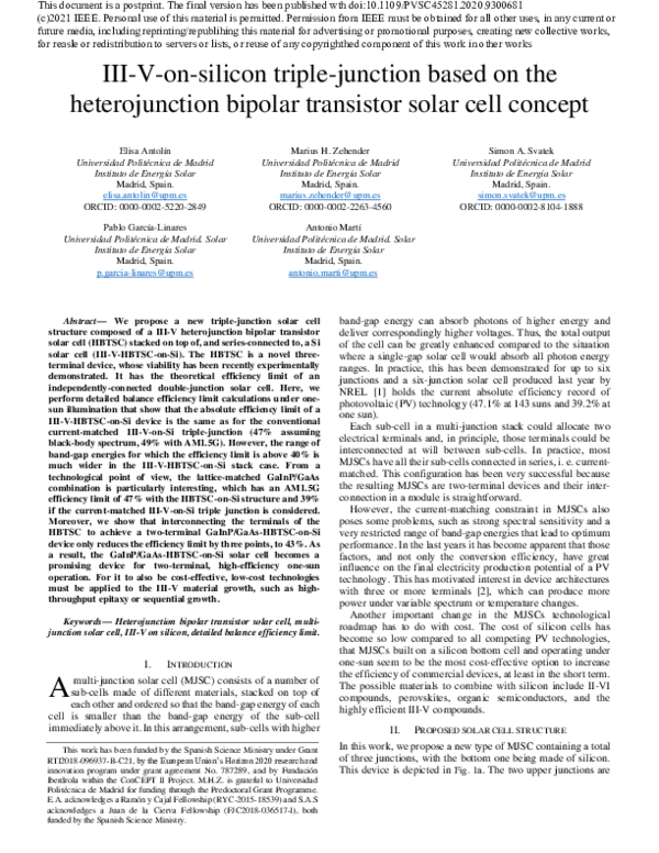 (PDF) III-V-on-silicon triple-junction based on the heterojunction ...