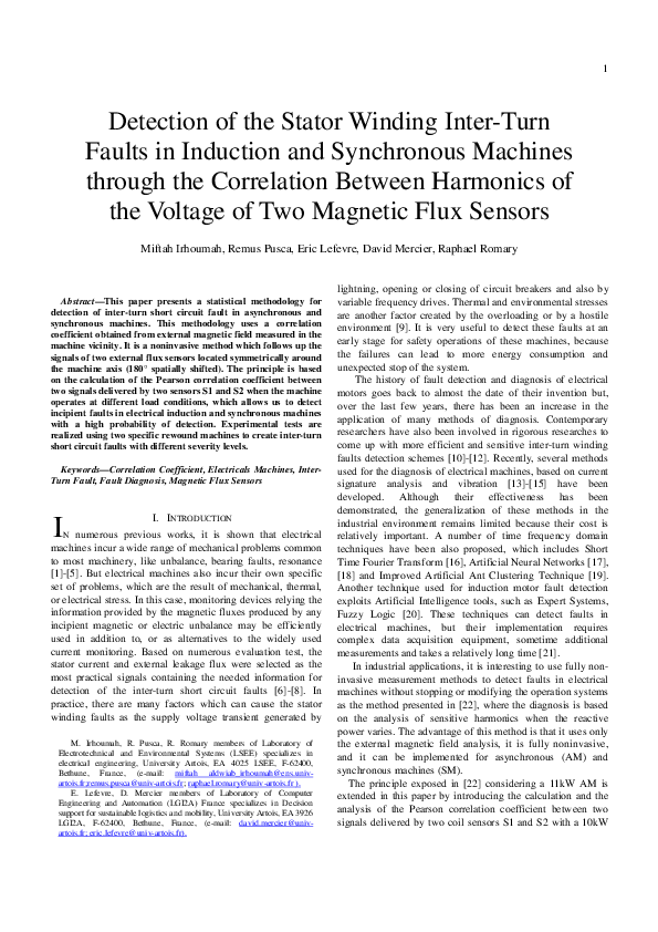 Pdf Detection Of The Stator Winding Inter Turn Faults In Asynchronous And Synchronous Machines
