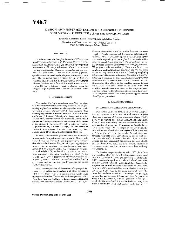 Pdf Vlsi Median Filter Design And Applications 