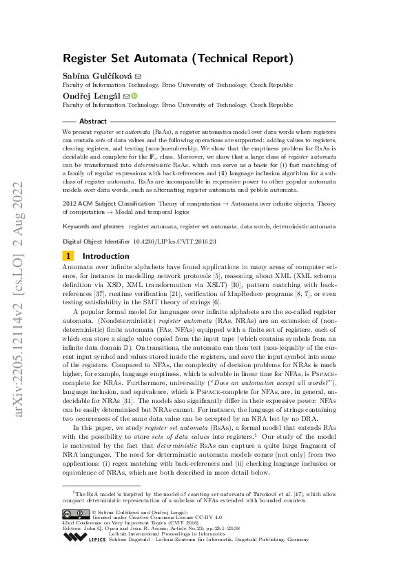 (PDF) Register Set Automata (Technical Report)