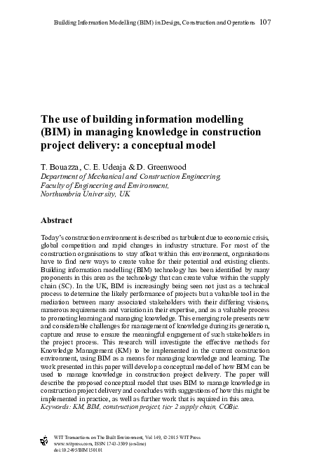(PDF) The use of building information modelling (BIM) in managing ...