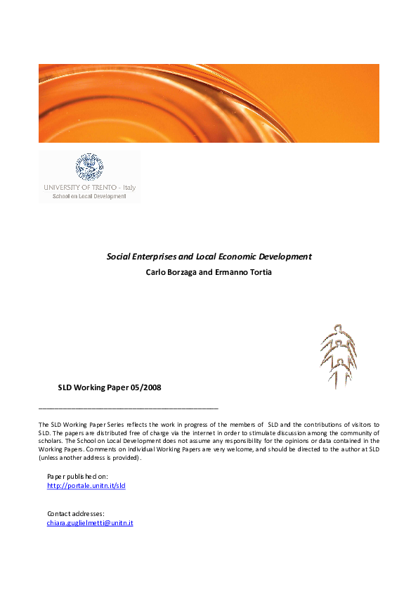 (PDF) Social Enterprises and Local Economic Development