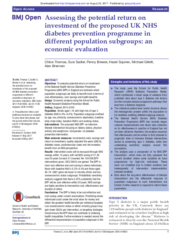 (PDF) Assessing the potential return on investment of the proposed UK ...