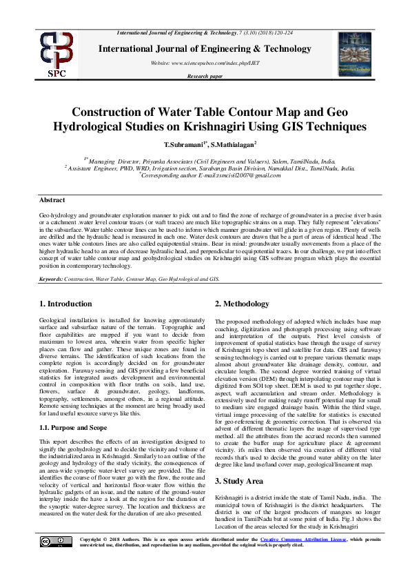 (PDF) Construction of Water Table Contour Map and Geo Hydrological Studies on Krishnagiri Using ...
