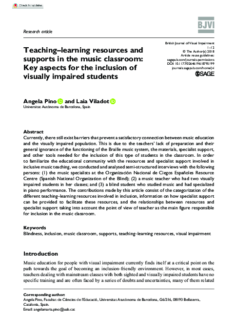 (PDF) Teaching–learning resources and supports in the music classroom: Key aspects for the ...