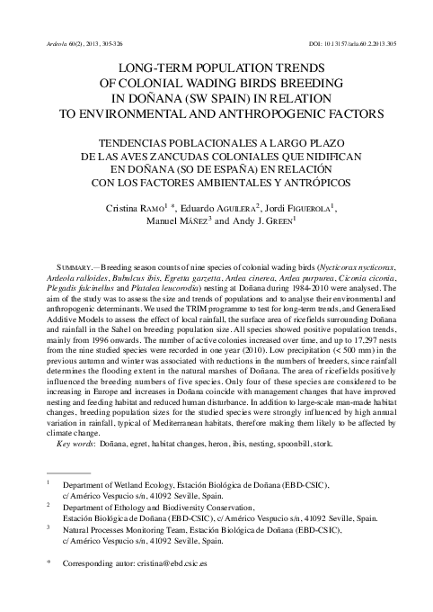 (PDF) Long-Term Population Trends of Colonial Wading Birds Breeding in ...