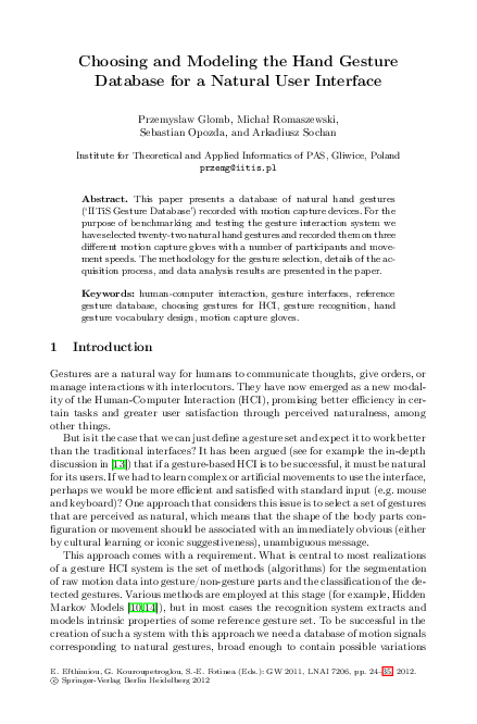 (PDF) IITiS Gesture Database for Hand Gestures