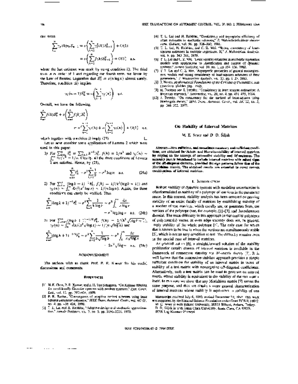 (PDF) On stability of interval matrices