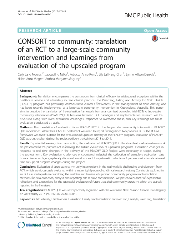 (PDF) CONSORT to community: translation of an RCT to a large-scale ...