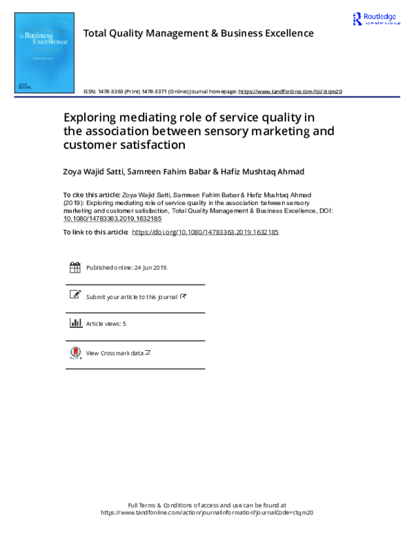 (PDF) Exploring mediating role of service quality in the association ...