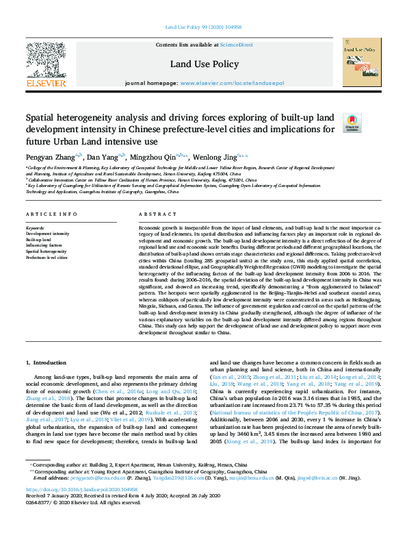 (PDF) Spatial heterogeneity analysis and driving forces exploring of built-up land development ...