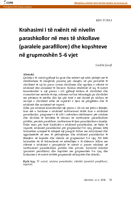 (PDF) Krahasimi i të nxënit në nivelin parashkollor në mes të shkollave ...