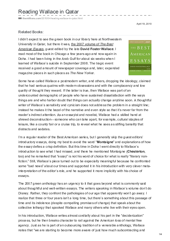 (PDF) Reading Wallace in Qatar