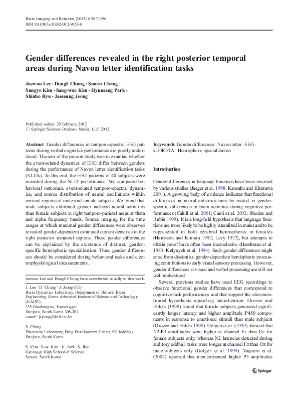 (PDF) Gender differences revealed in the right posterior temporal areas ...