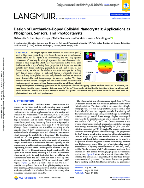 (PDF) Design of Lanthanide-doped Colloidal Nanoparticles: Applications as Phosphors, Sensors and ...