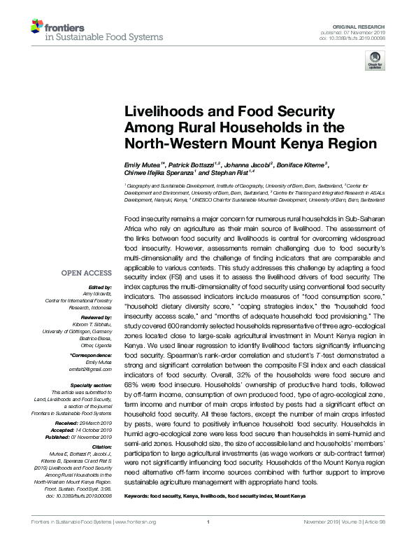 (PDF) Livelihoods and Food Security Among Rural Households in the North ...