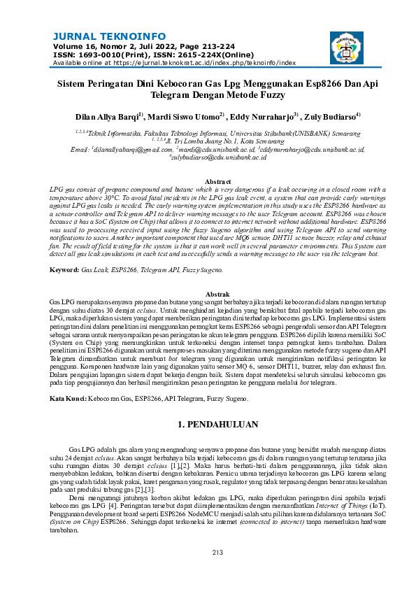 (PDF) Sistem Peringatan Dini Kebocoran Gas LPG Menggunakan ESP8266 dan ...