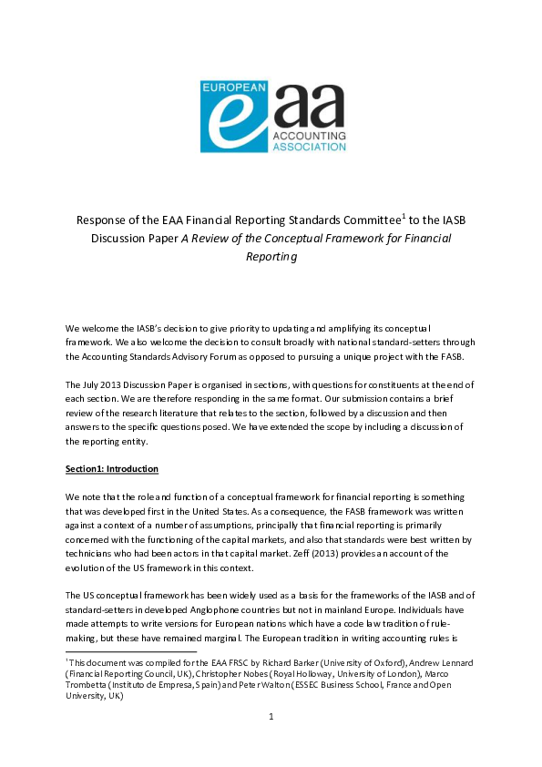 (PDF) Response of the EAA Financial Reporting Standards Committee to ...