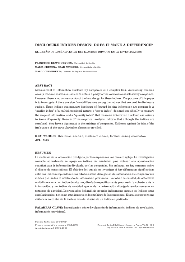 (PDF) Disclosure indices design: does it make a difference? | Marco ...