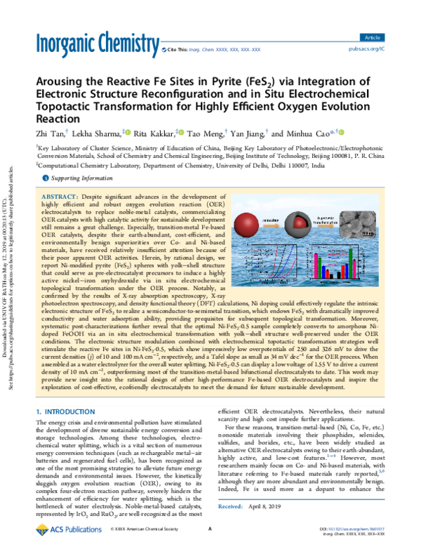 (PDF) Arousing the Reactive Fe Sites in Pyrite (FeS2) via Integration ...