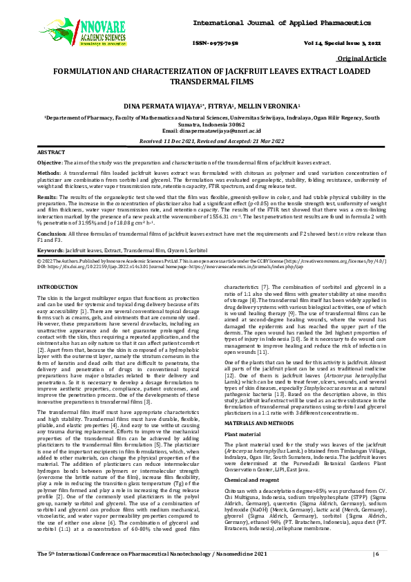 (PDF) Formulation and Characterization of Jackfruit Leaves Extract ...