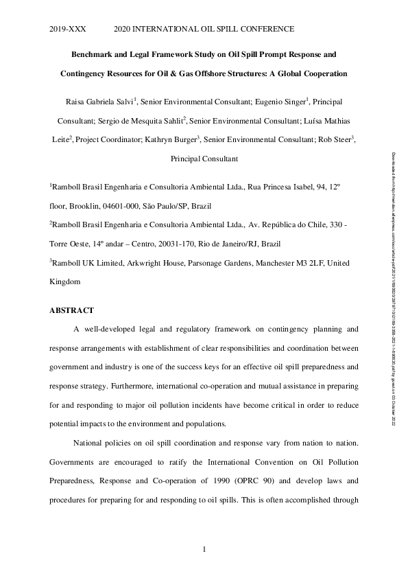 (PDF) Benchmark and Legal Framework Study on Oil Spill Prompt Response ...