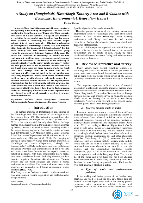 (PDF) A Study on Bangladesh Hazaribagh Tannery Area and Relations with ...