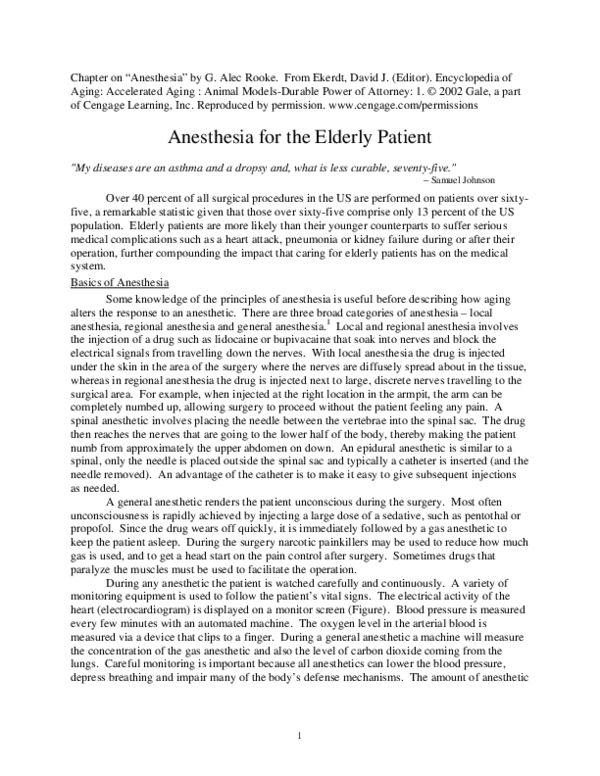 (PDF) Anesthesia for the Elderly Patient | Concezione Tommasino ...
