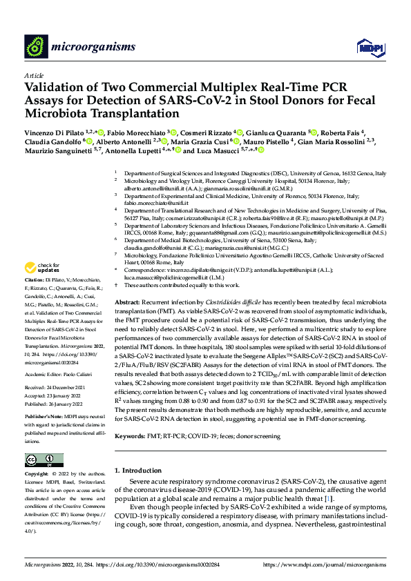 (PDF) Validation of Two Commercial Multiplex Real-Time PCR Assays for ...
